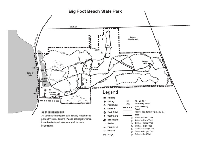Big Foot Beach State Park Map | PDF | Tourist Attractions | Transport
