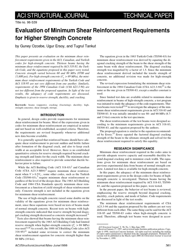 Evaluation of Minimum Shear Reinforcement Requirements For Higher ...