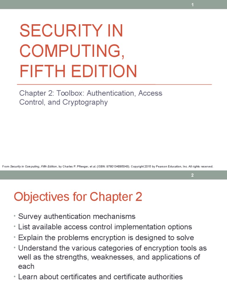 CFS 105 Digital Security Chapter 2 Toolbox Authentication, Access Control, and Cryptography ...
