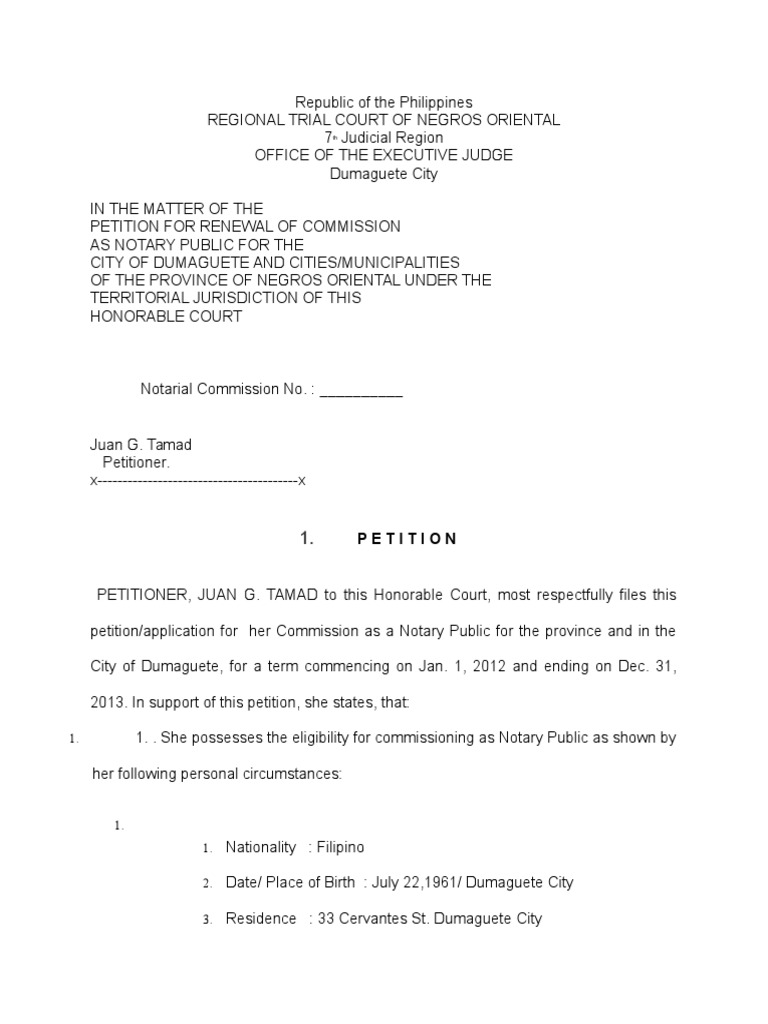 Petition for Notarial Commission | Notary Public | Virtue