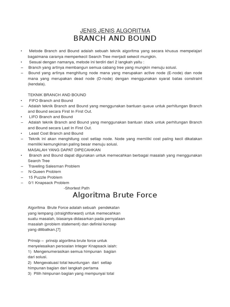 Jenis Jenis Algoritma | PDF