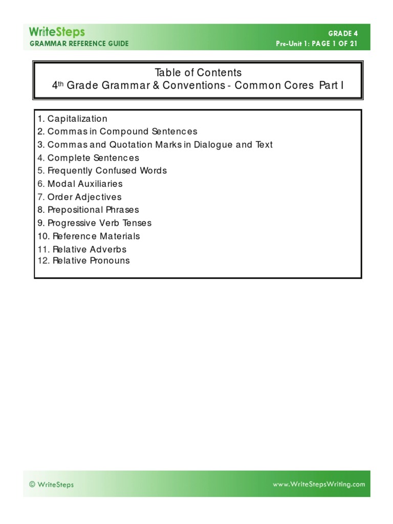 4th Grade Grammar Reference Guide | PDF | Adverb | Adjective