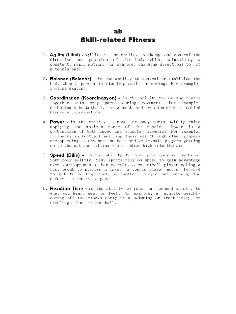 Ab Skill-Related Fitness: Agility (Liksi) | PDF | Career & Growth