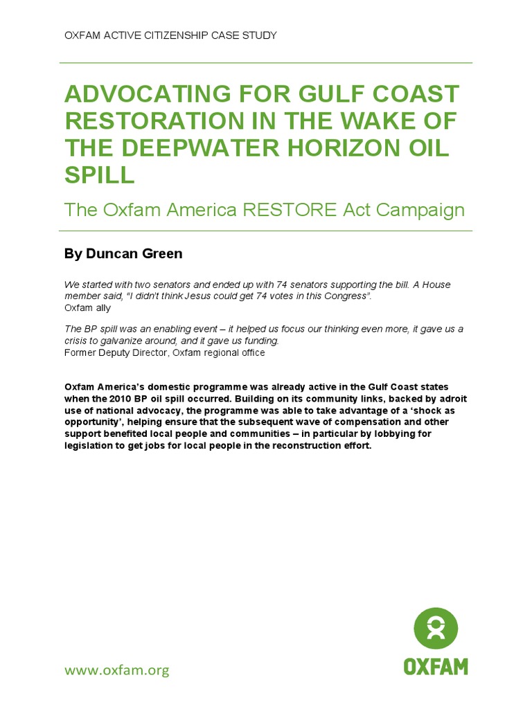 Advocating For Gulf Coast Restoration in The Wake of The Deepwater ...