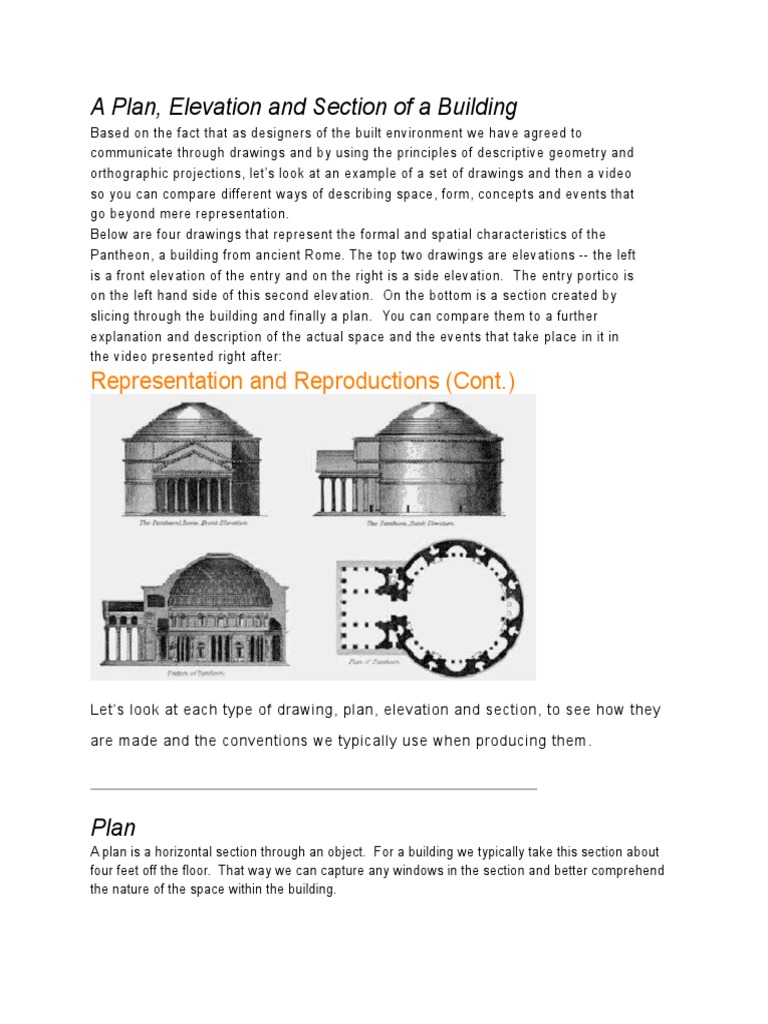A Plan, Elevation and Section of A Building: Representation and ...