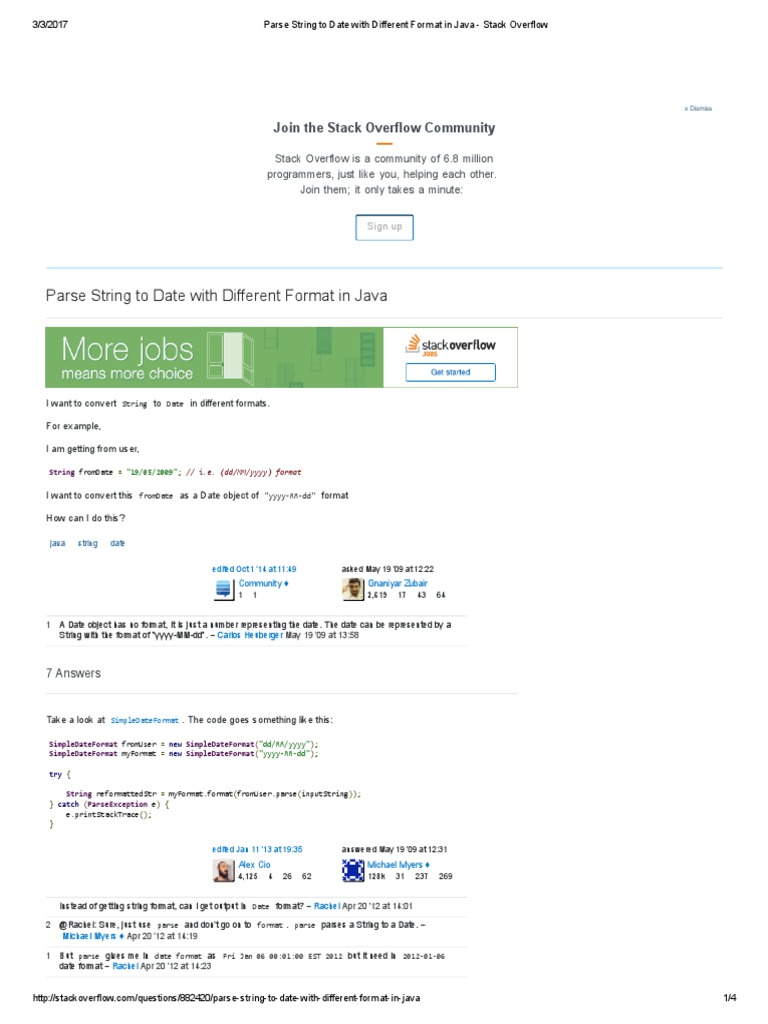 Parse String To Date With Different Format in Java - Stack Overflow | PDF | Java Version History ...
