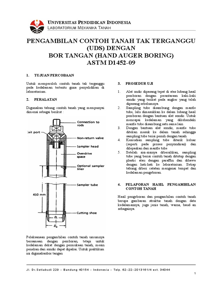 Uji Boring Tanah dengan Bor Tangan | PDF