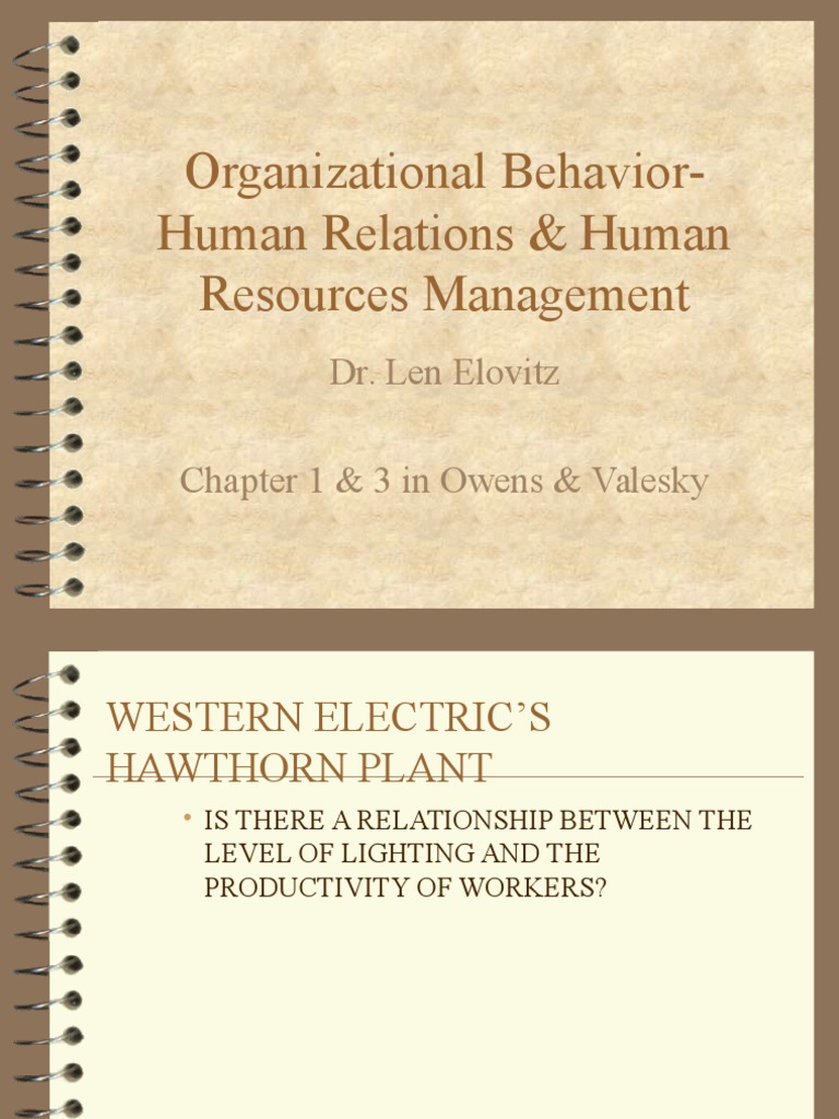 Organizational Behavior-Human Relations & Human Resources Management ...