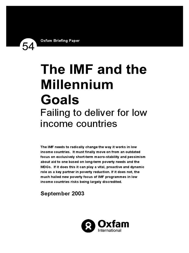 The IMF and The Millennium Development Goals: Failing To Deliver For ...