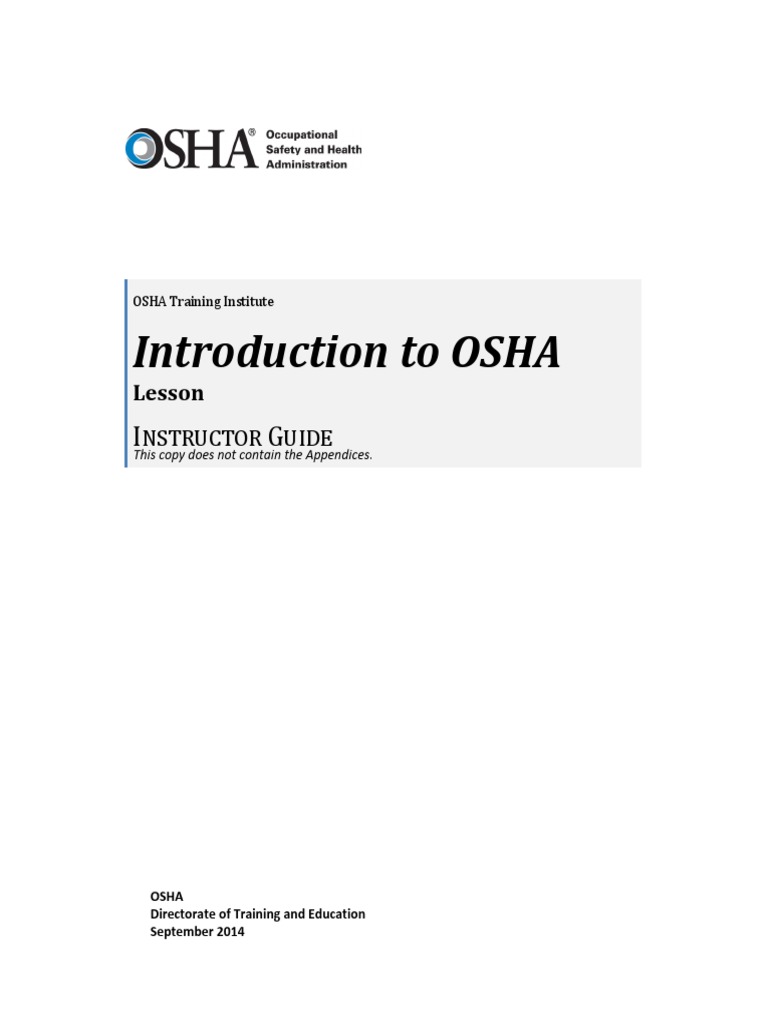 Intro To Osha Guide | PDF | Occupational Safety And Health ...