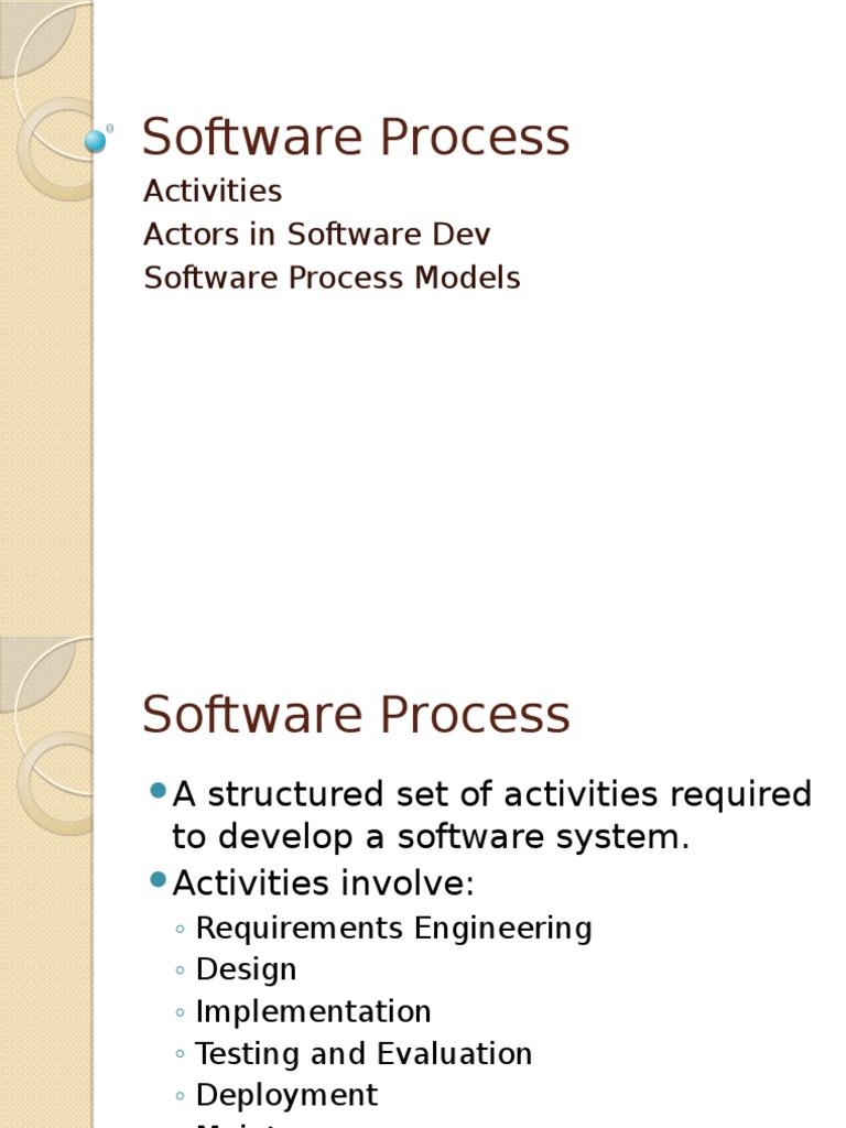 Software Process: Activities Actors in Software Dev Software Process Models | PDF | Usability ...