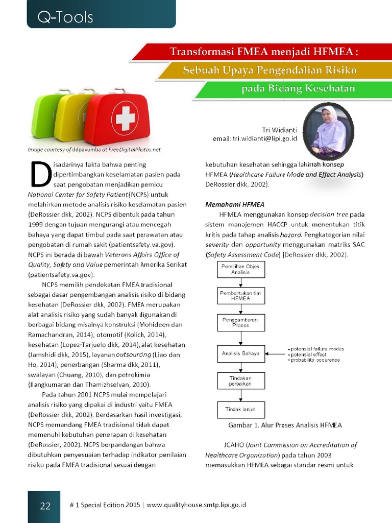 Transformasi FMEA Menjadi HFMEA Sebuah Upaya Pengendalian Risiko Pada Bidang Kesehatan | PDF