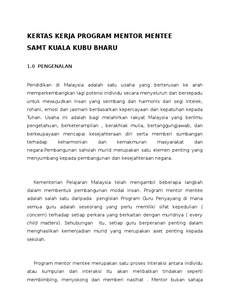 Kertas Kerja Mentor Mentee / Home Room | PDF