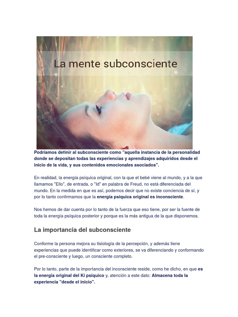 Podríamos Definir Al Subconsciente Como | PDF | Mente inconsciente | Sueño