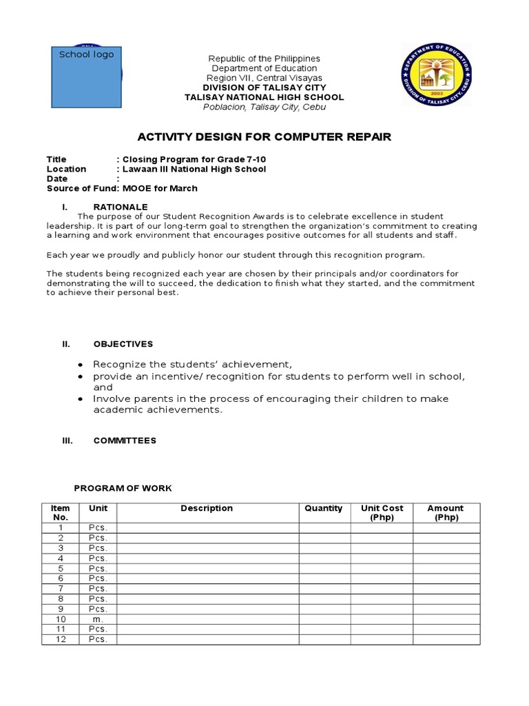 Sample Training Activity Design Format 23233 | PDF