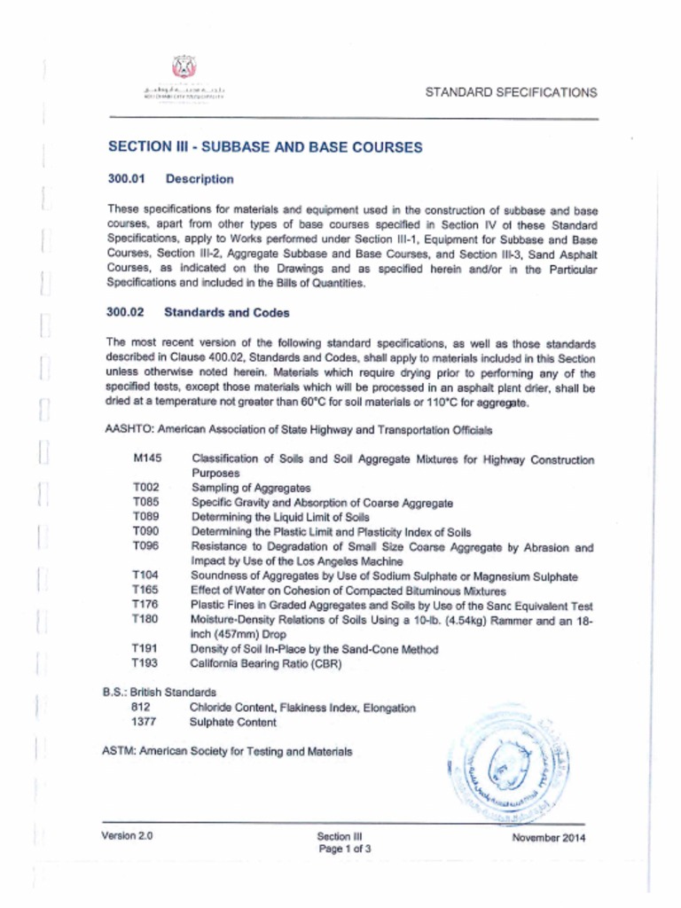 Subbase Specs Adm | PDF