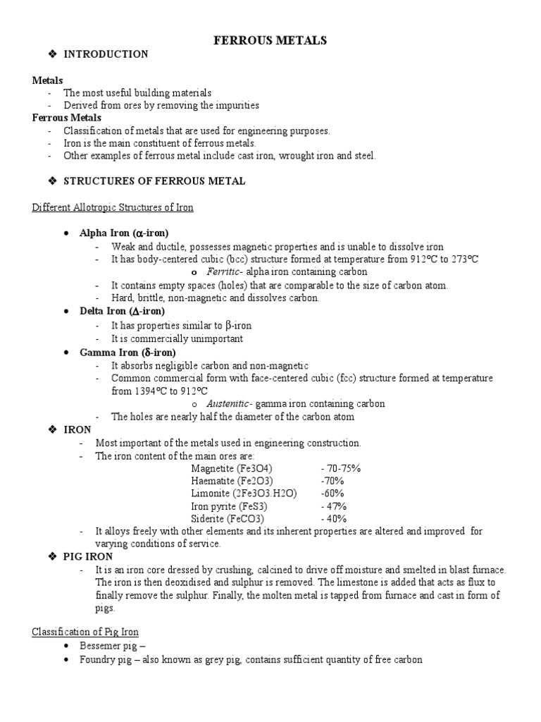 Ferrous Metals Guide - Classification, Properties and Uses of Iron ...