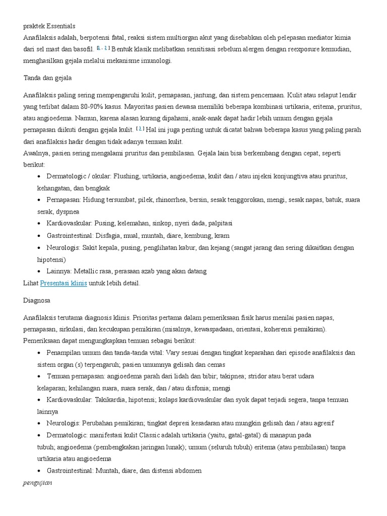 Panduan Lengkap Anafilaksis dan Penanganannya | PDF