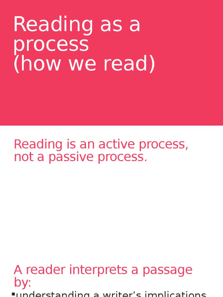 Reading As A Process | PDF | Reading (Process) | Automation