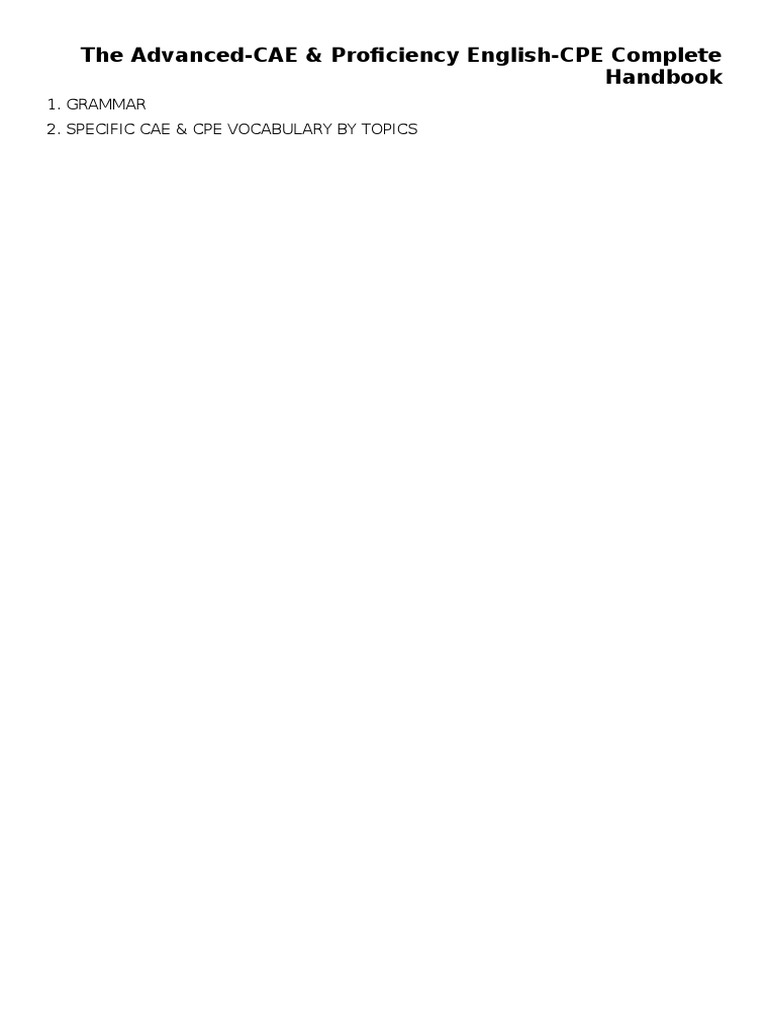 The Advanced-CAE & Proficiency English-CPE Complete Handbook | PDF ...