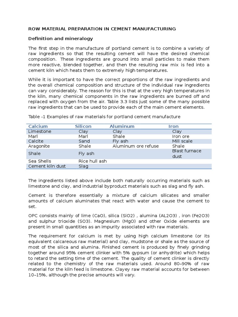Raw Material Preperation | Download Free PDF | Manmade Materials ...