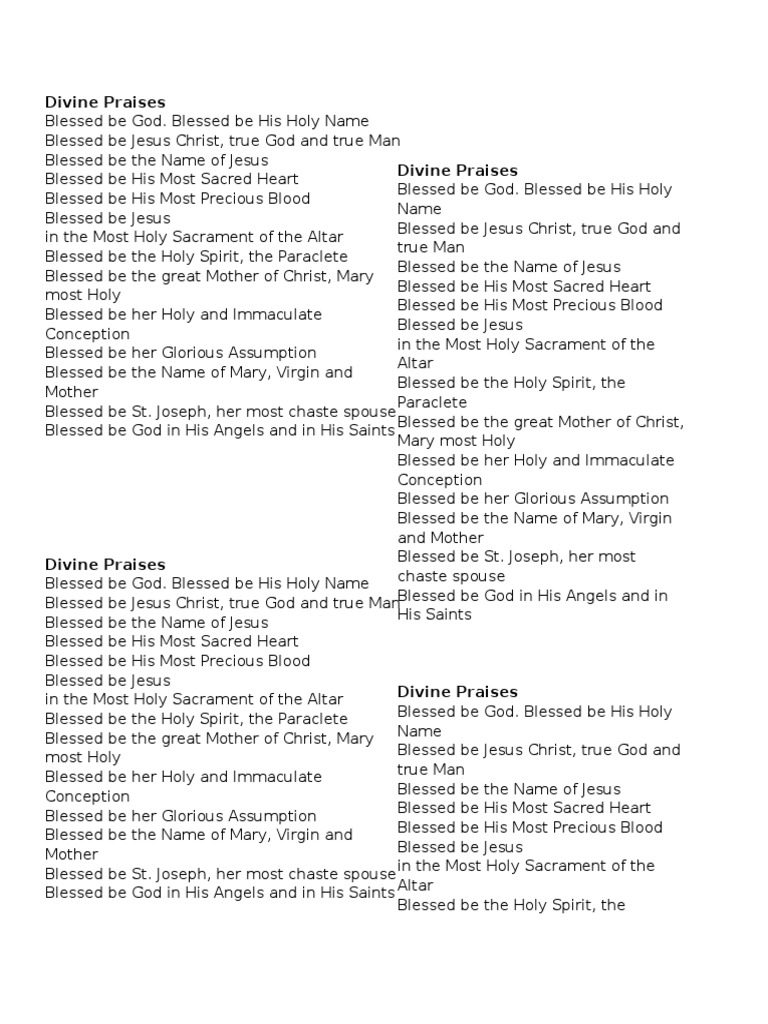 Divine Praises | PDF | Mary, Mother Of Jesus | Sacred
