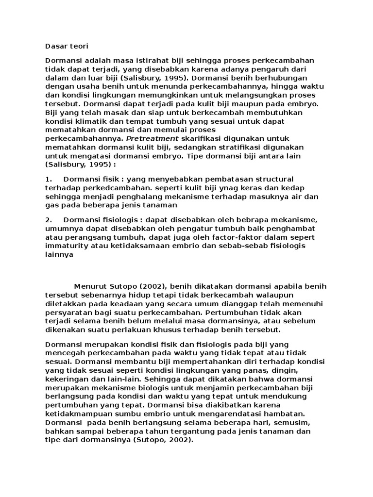 Dasar Teori Dormansi | PDF