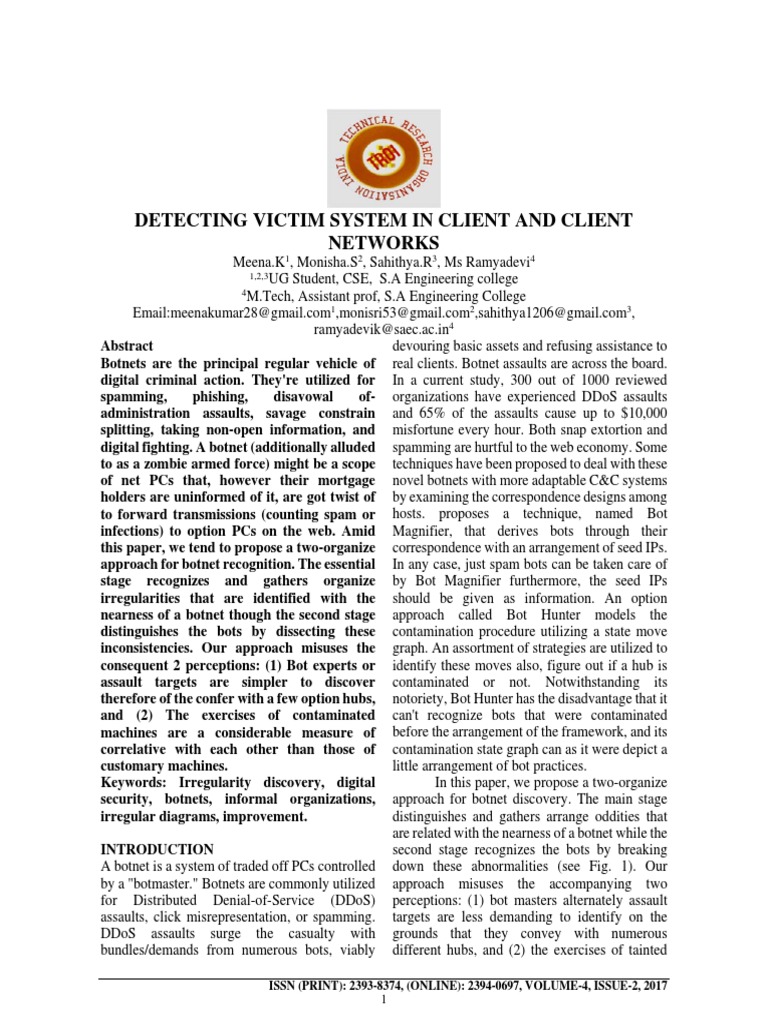 Detecting Victim System in Client and Client Networks | PDF | Peer To Peer | Denial Of Service ...