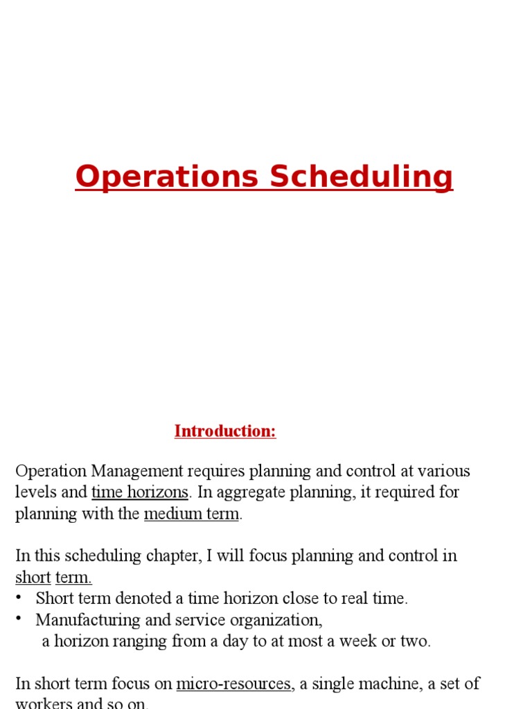 Short-Term Operations Scheduling Overview | PDF | Scheduling ...