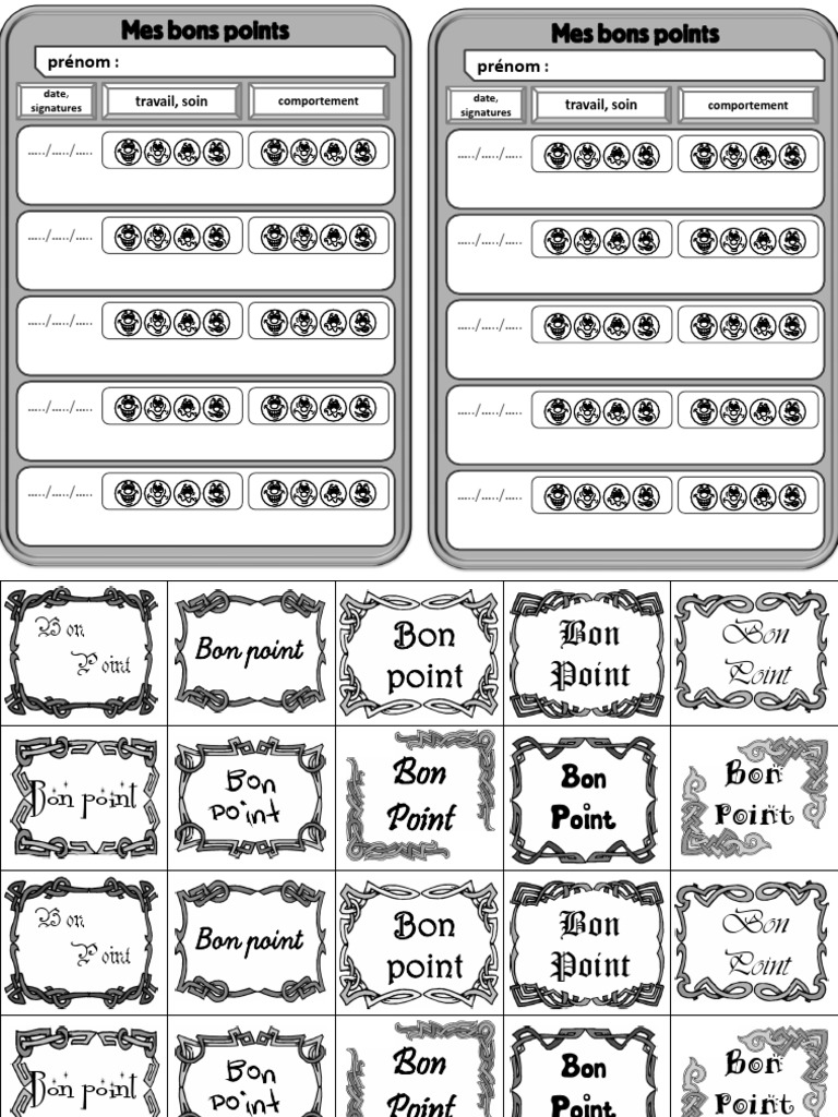 Mes Bons Points Ipotâme (à Imprimer)