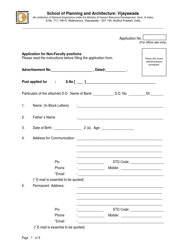 Application Form Non-Faculty | PDF | Virtue | Government