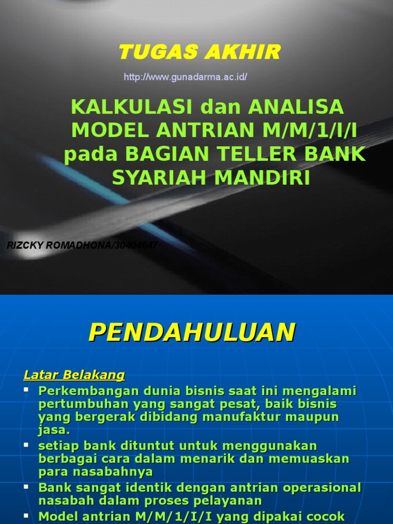 Analisis Antrian Teller BSM | PDF
