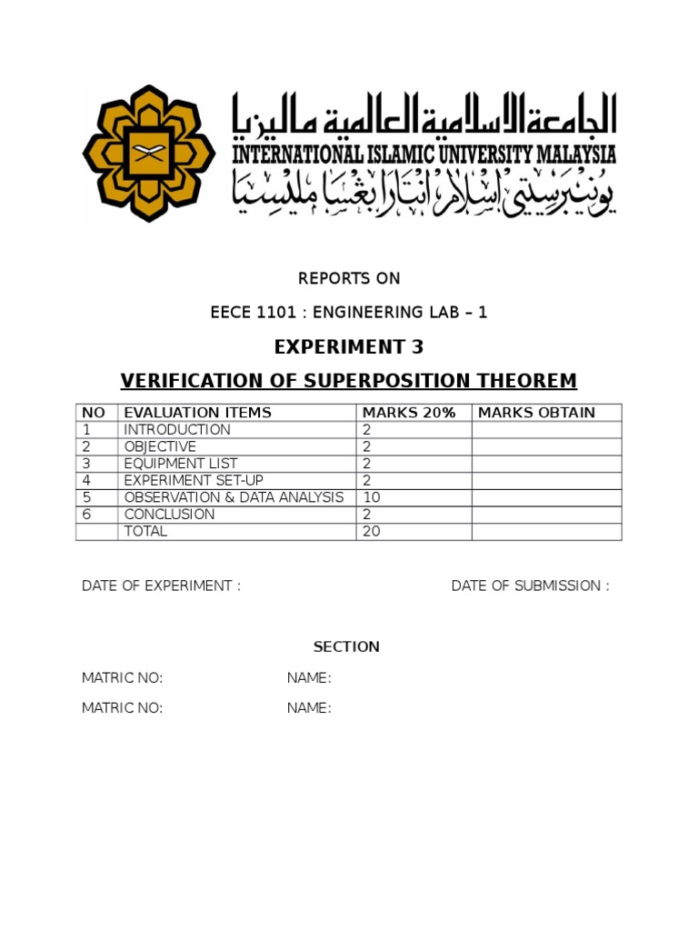 Cover Page For Iium Eece 1101 - Engineering Lab 1 | PDF