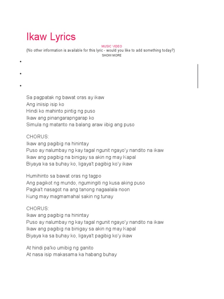 Ikaw Lyrics | PDF