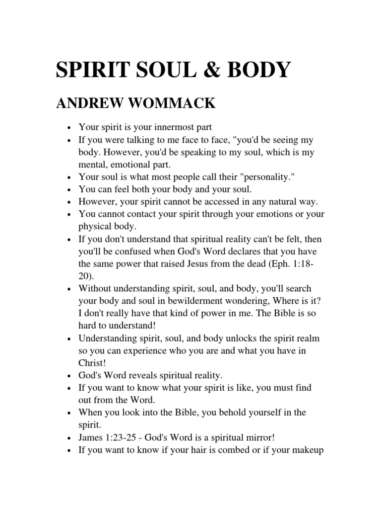 Spirit Soul & Body | PDF | Soul | Born Again