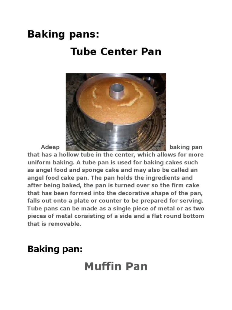Baking Pans: Tube Center Pan | PDF | Mixer (Cooking) | Desserts