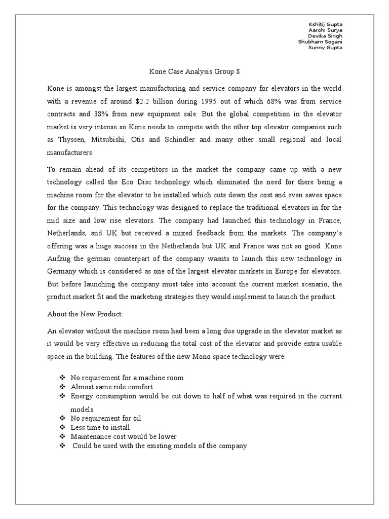 Kone Case Analysis | PDF | Elevator | Brand
