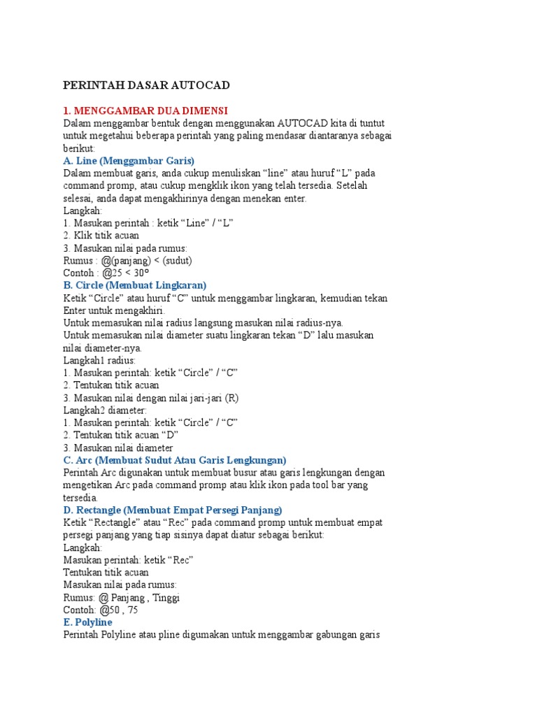 1.perintah Dasar Autocad | PDF