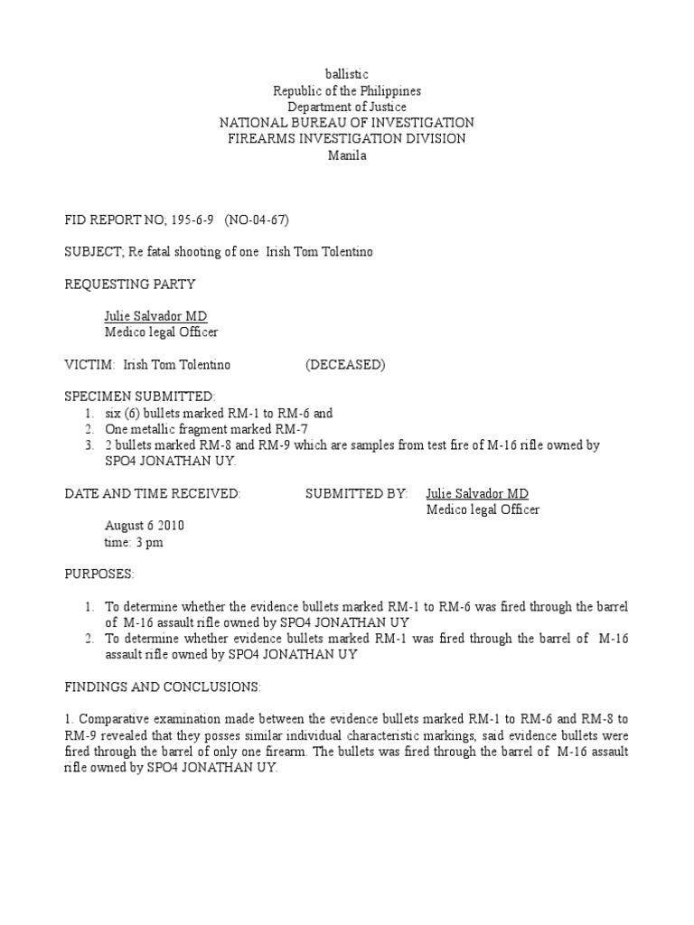 Ballistic Report | PDF