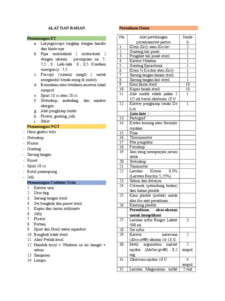 Daftar Alat Dan Bahan OSCE | PDF