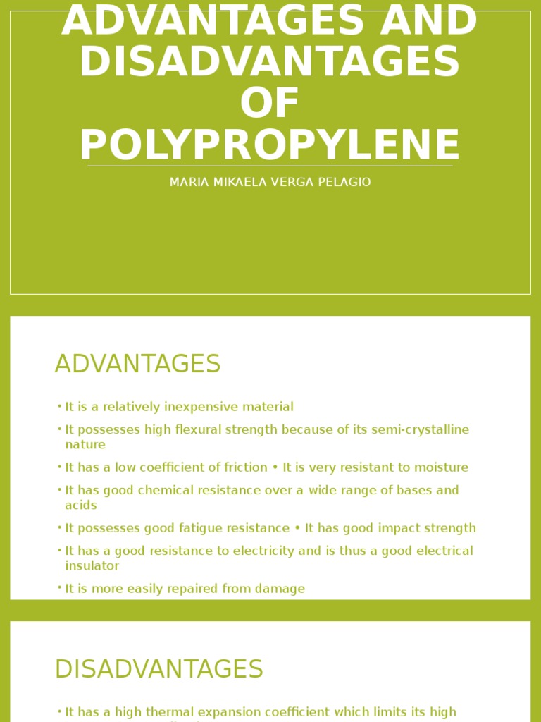 Advantages and Disadvantages of Polypropylene Material | PDF