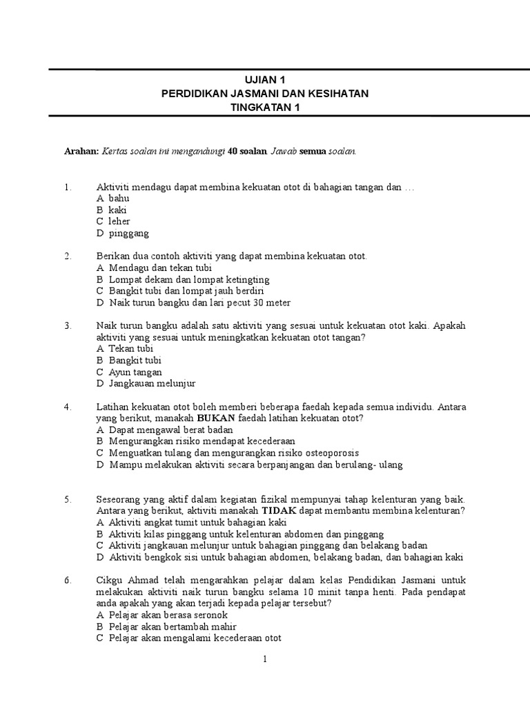 Ujian 1 PJK | PDF