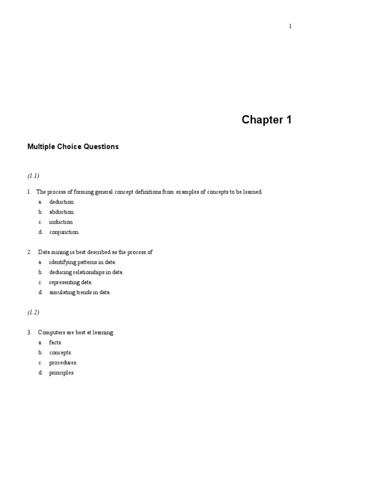 Multiple Choice Questions on Data Mining Techniques and Applications | PDF | Artificial Neural ...