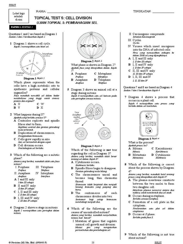 IT Bio F4 Topical Test 5 (BL) | PDF