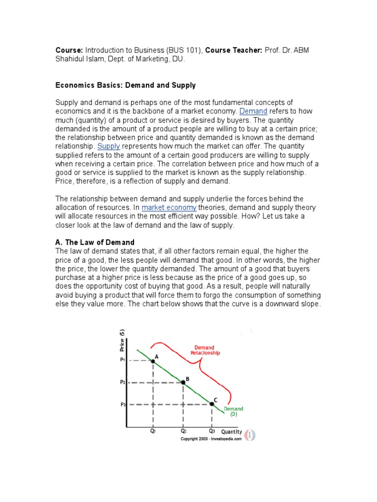 Understanding the Fundamental Concepts of Supply and Demand Through the ...