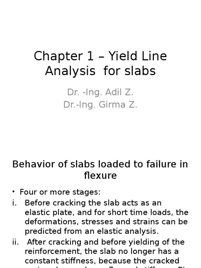 Chapter 1 - Yield Line Analysis For Slabs | PDF | Bending | Yield (Engineering)