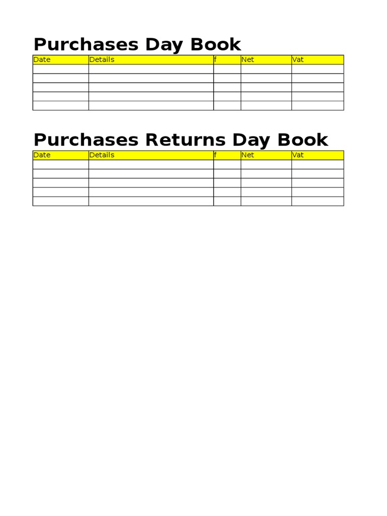 Day Books Template | PDF
