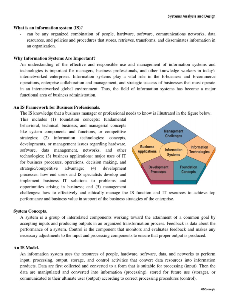 What Is An Information System (IS) ?: Systems Analysis and Design | PDF ...