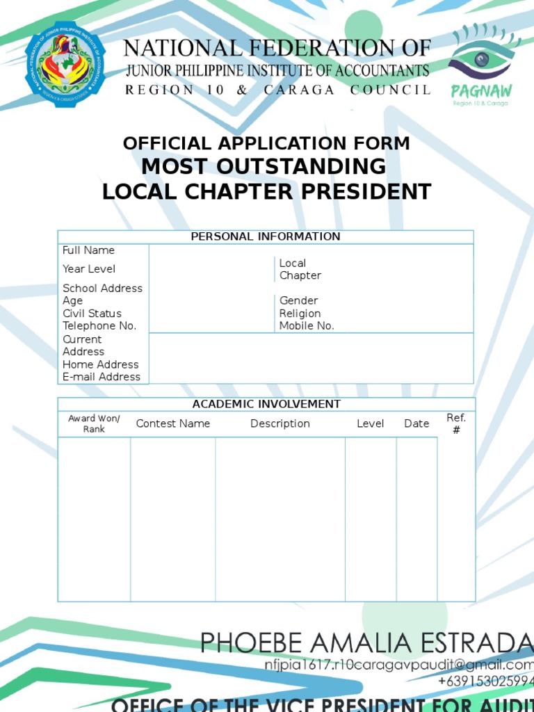 Most Outstanding Local Chapter President: Official Application Form | PDF