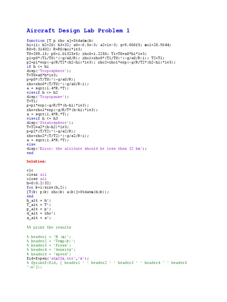 Matlab Code | PDF | Ordinary Differential Equation | Airspeed